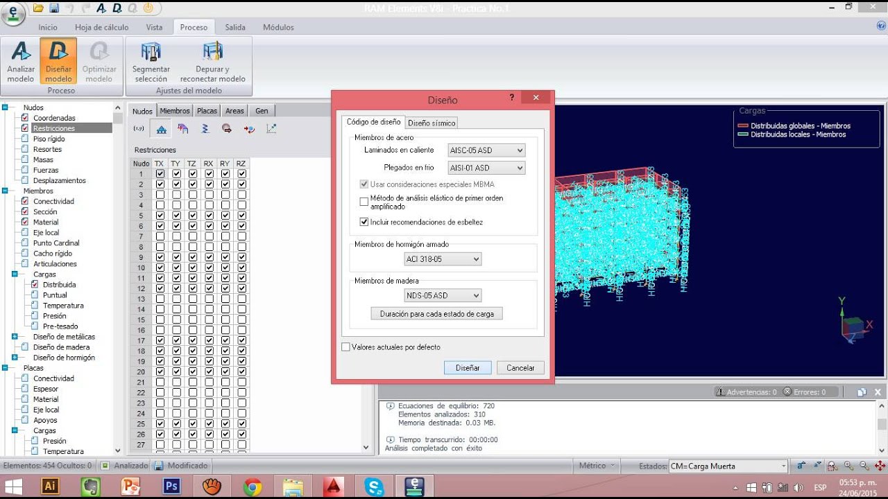 RAM Elements V8i Practica No 3 Edificio de 5 niveles - YouTube