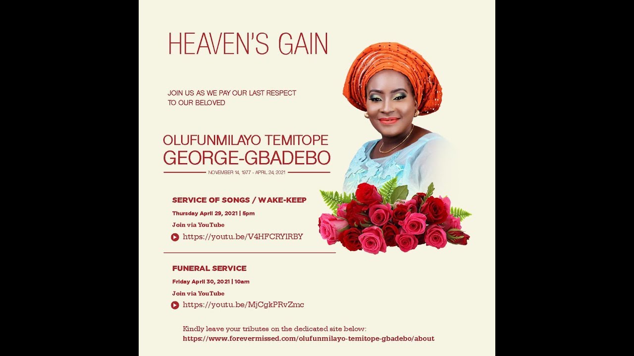 Service of Songs - Sis Funmi Gbadebo (nee George) - YouTube