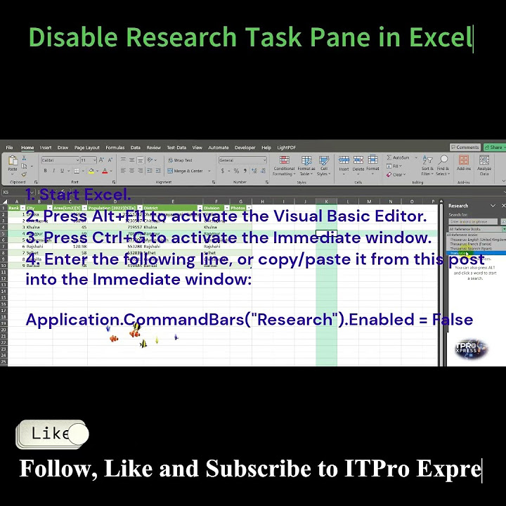 Disable Research Task Pane in Excel – Impact and How to Disable! - YouTube