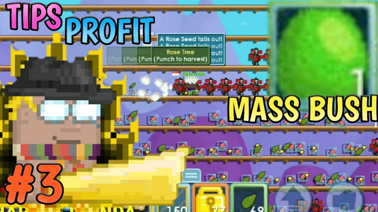 GROWTOPIA TIPS PROFIT (NOOB TO PRO) MASS BUSH GROWTOPIA INDONESIA #3 ...