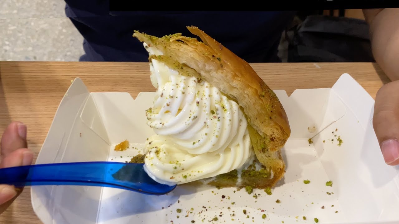 Eating Turkish Kunafa & Baklava with Ice Cream at Kunafa Crisp in Bukit ...