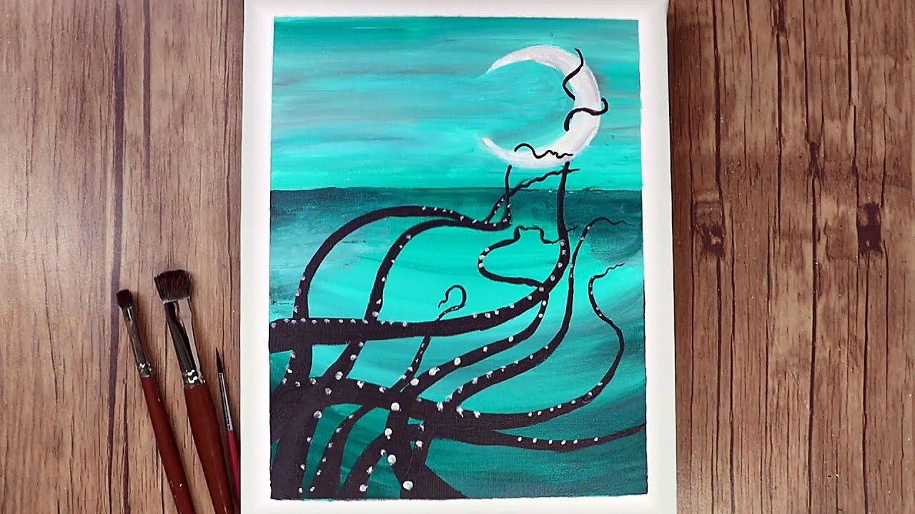 Easy Acrylic Painting for Beginners | Simple Moon Painting - YouTube