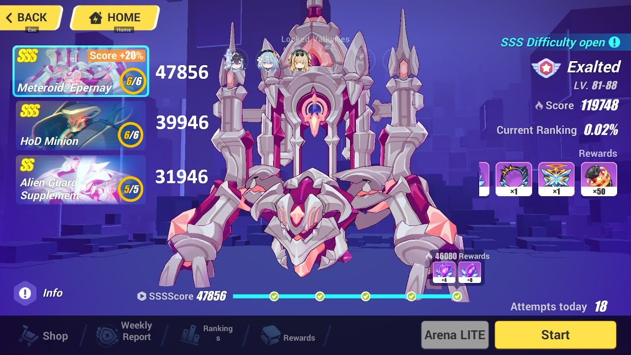 [HI3 SEA] Exalted MA 119748 pts | Epernay (47856), HOD (39946), Alien ...