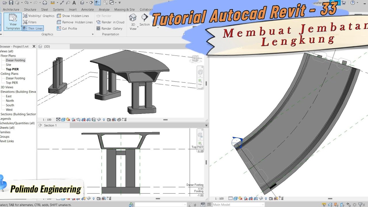 Tutorial Autocad REVIT 33 Membuat Jembatan Lengkung Menggunakan dengan ...