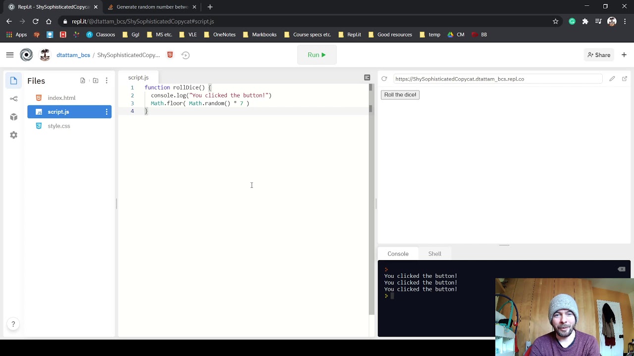 JavaScript dice challenge - YouTube
