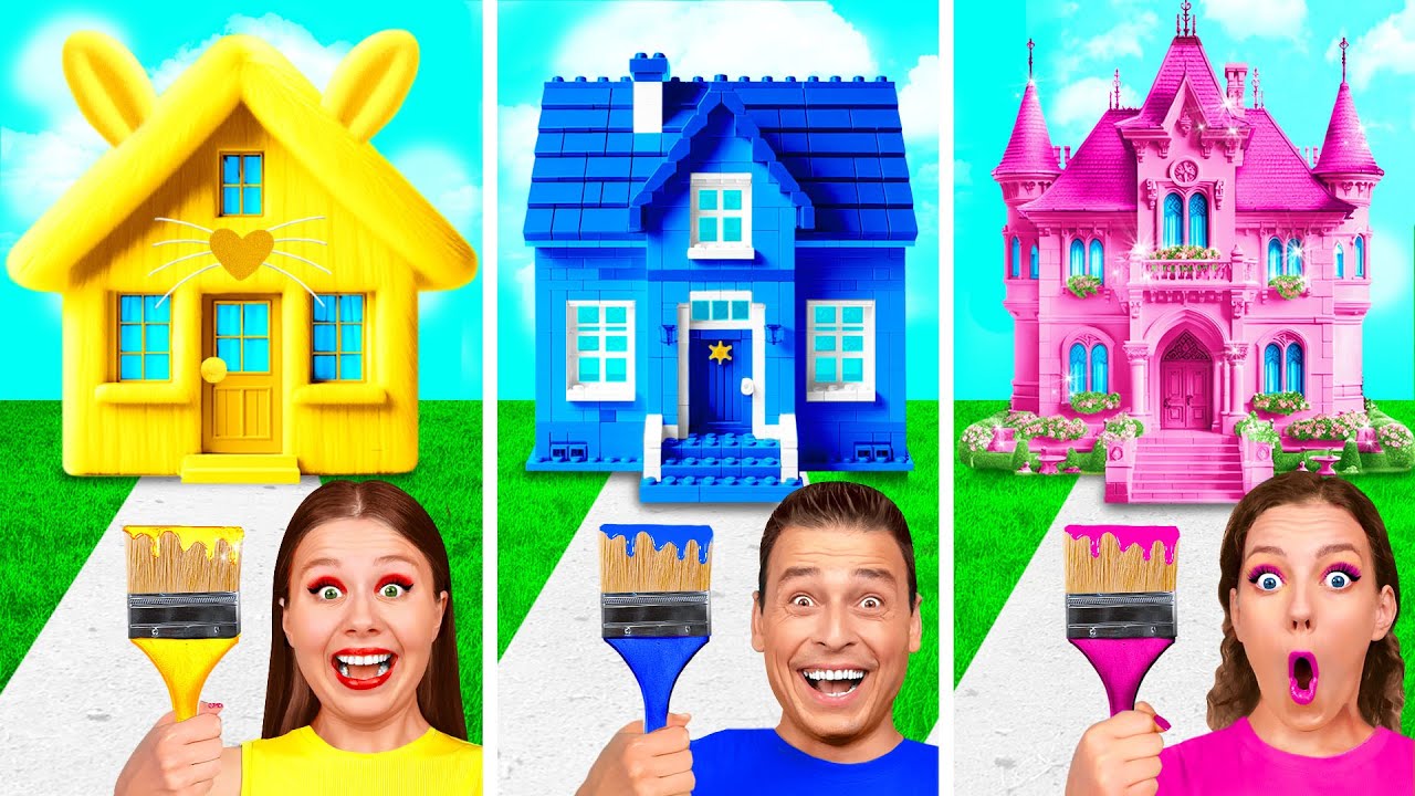 One Colored House Challenge | Funny Challenges by Fun Teen - YouTube