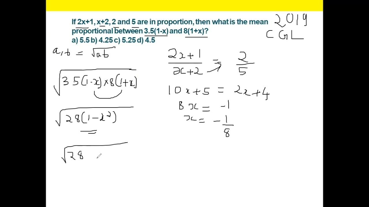 if 2x+1, x+2, 2 and 5 are in proportion, then what is the mean ...