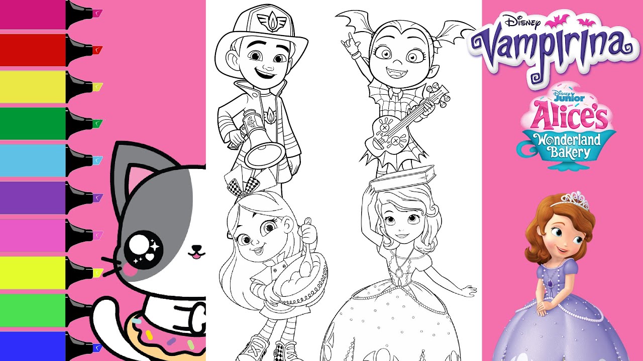 Disney JR Coloring Book Compilation Doc McStuffins Vampirina Spidey ...