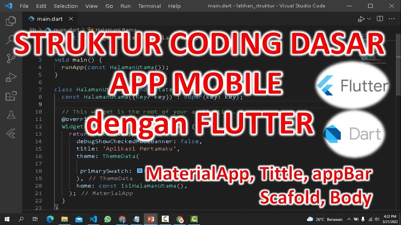 Struktur Coding Dasar Flutter Dart Youtube