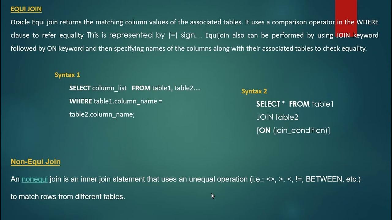 Joins in Oracle SQL - YouTube