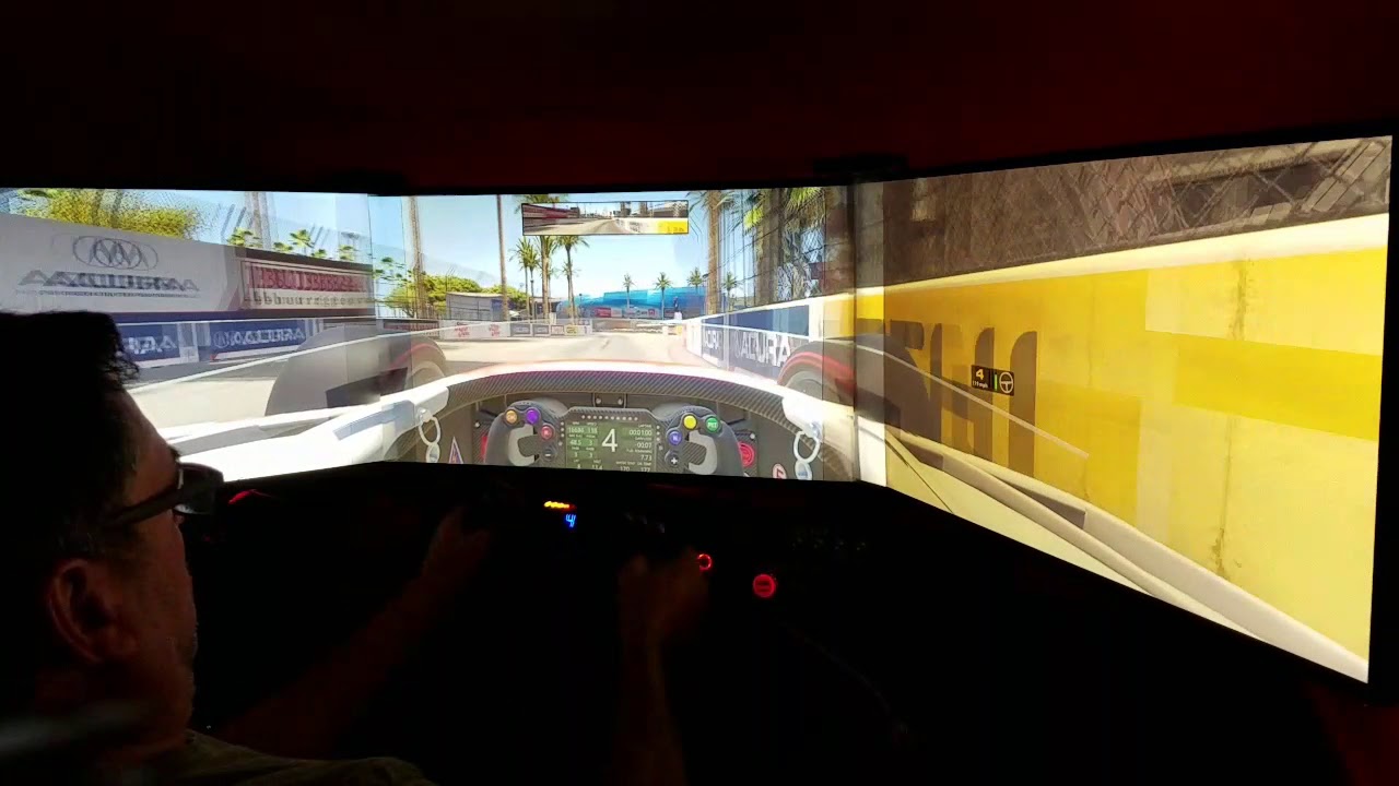 Iracing triple screen laps at long beach circuit - YouTube