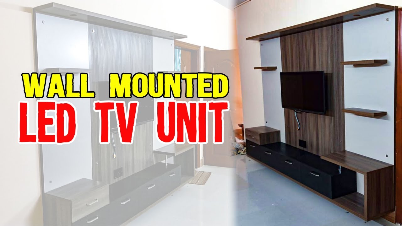 WOODAKH Wall Mounted LED TV Unit Design 6 x 8 foot | Modern Design TV ...