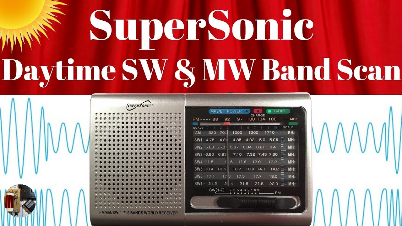 SuperSonic SC-1080BT Portable Radio | Daytime SW & MW Band Scan - YouTube