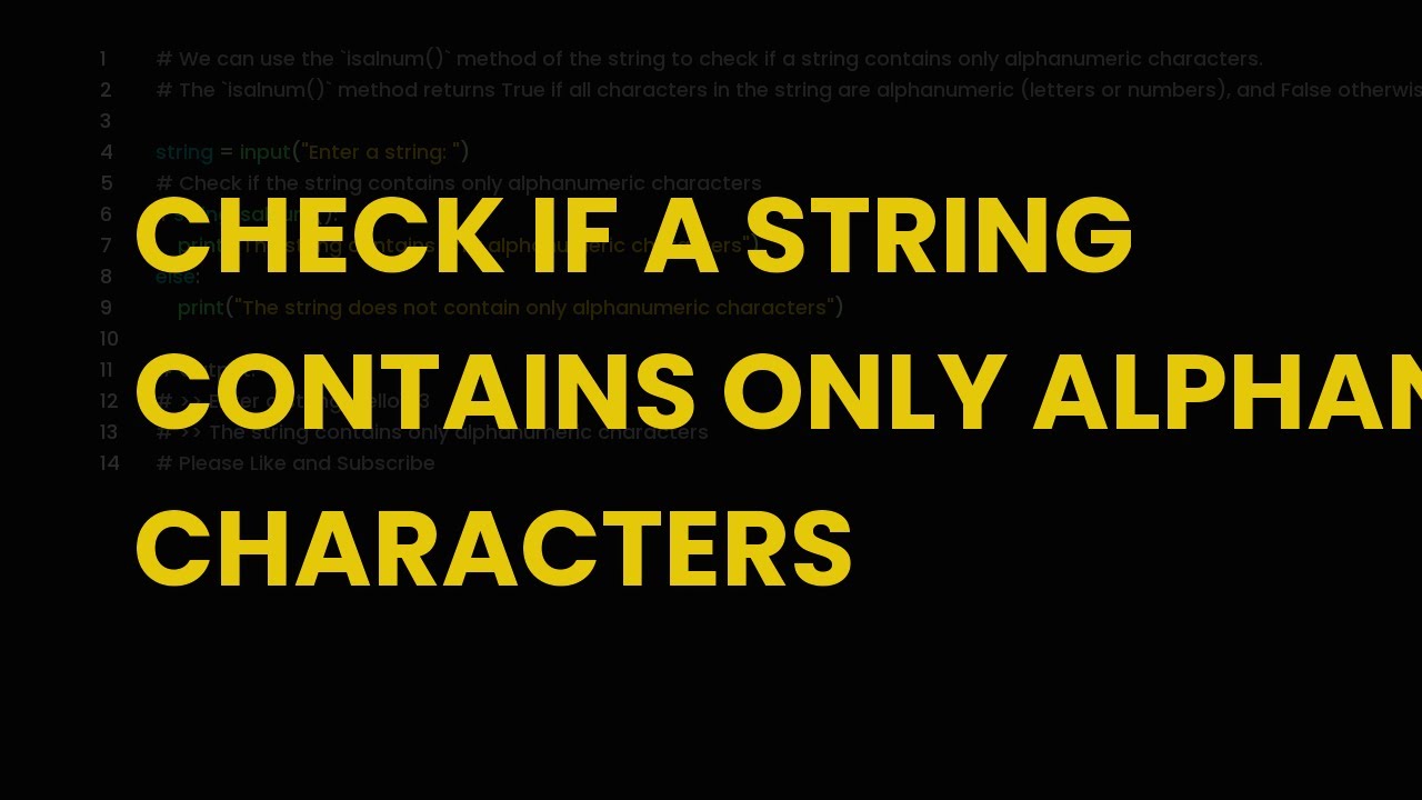 Check if a string contains only alphanumeric characters - YouTube