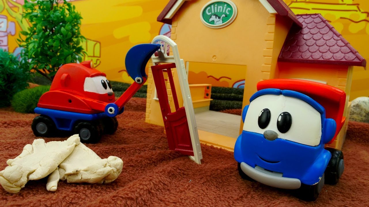 Leo the Truck, a Toy Excavator, & a Loader for Kids Build a Pet Clinic ...