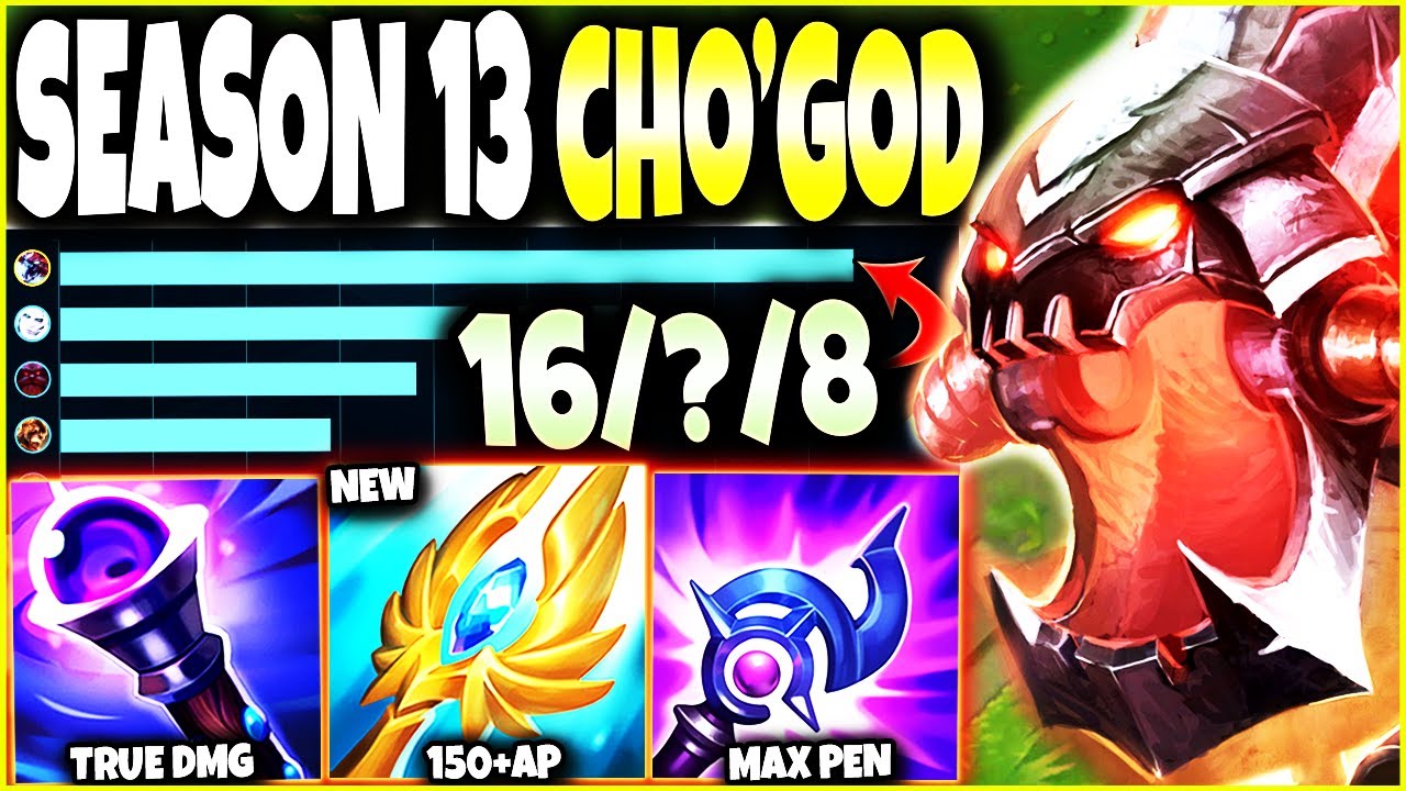 New Season 13 CHO'GATH Build BROKE ~ 1300+DMG Q & 100+ AH 🔥 LoL Top ...