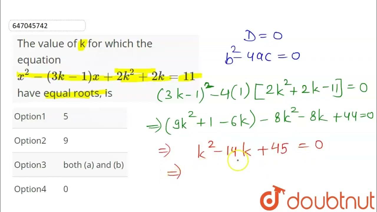 the-value-of-k-for-which-the-equation-x-2-3k-1-x-2k-2-2k-11-have
