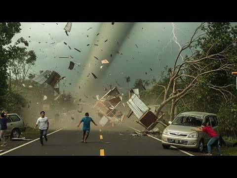 Detik-Detik Puting Beliung Terjang Gunung Sugih Lampung Tengah | Rumah Rusak & Pohon Tumbang!