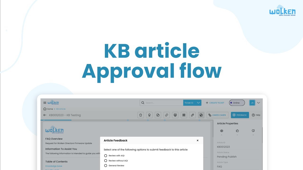 KB Article Approval Flow | Wolken Software - YouTube