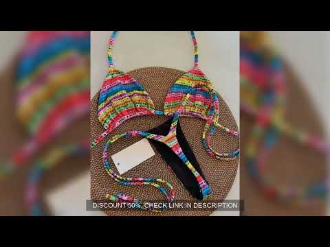 RUOTONSEPT Letters Printed Colorful Mini Thong Bikini Women Swimwear Female Swimsuit Two-pieces Biki