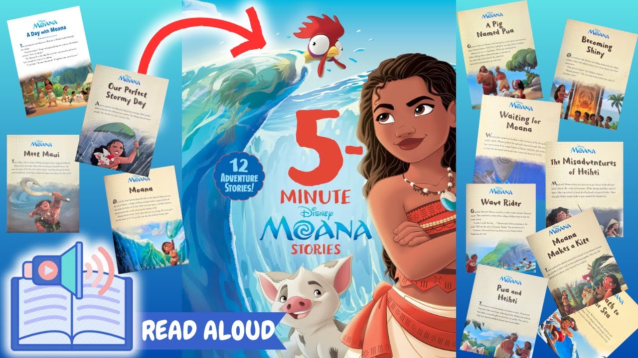 1 hour READ ALONG 5-Minute Moana Storybook Collection – 12 Tales ...