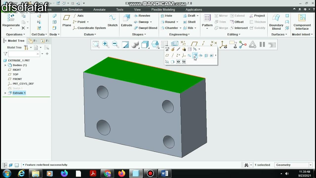 Extrude Option - Complete Options - Creo 7.0 - Tutorial - YouTube