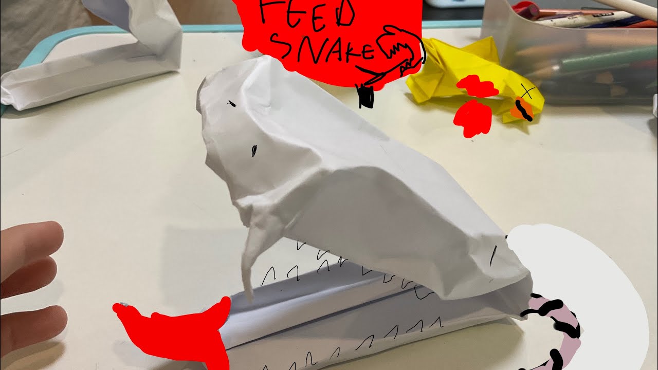 origami snake (head)with TEETH,TONGUE,AND EYES - YouTube