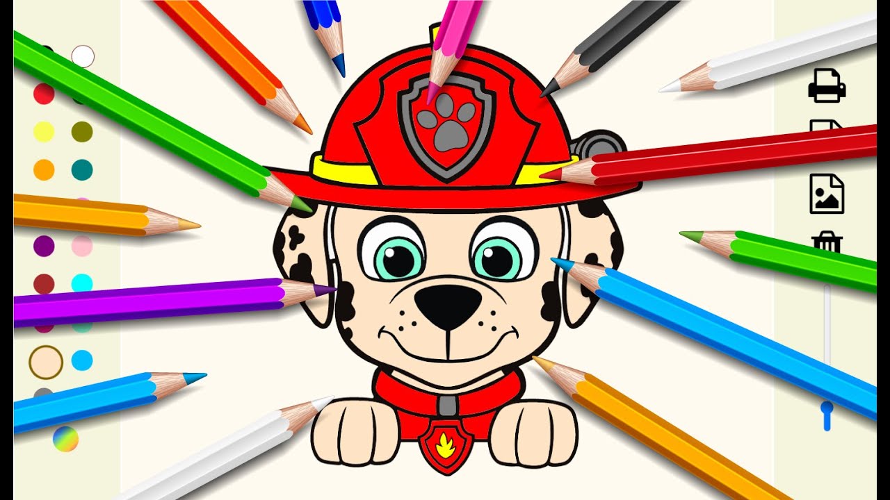 Printable Paw Patrol Marshall Head Coloring Page - YouTube