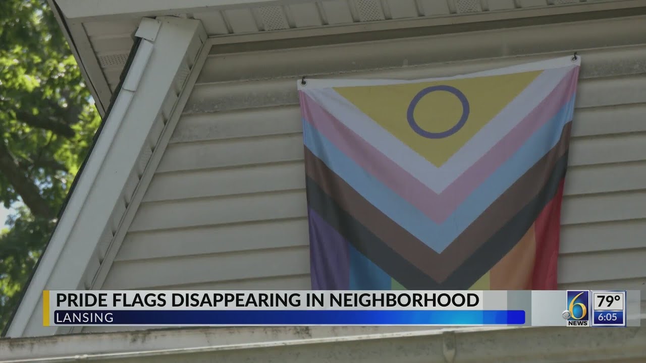 Pride flags disappearing in neighborhood - YouTube