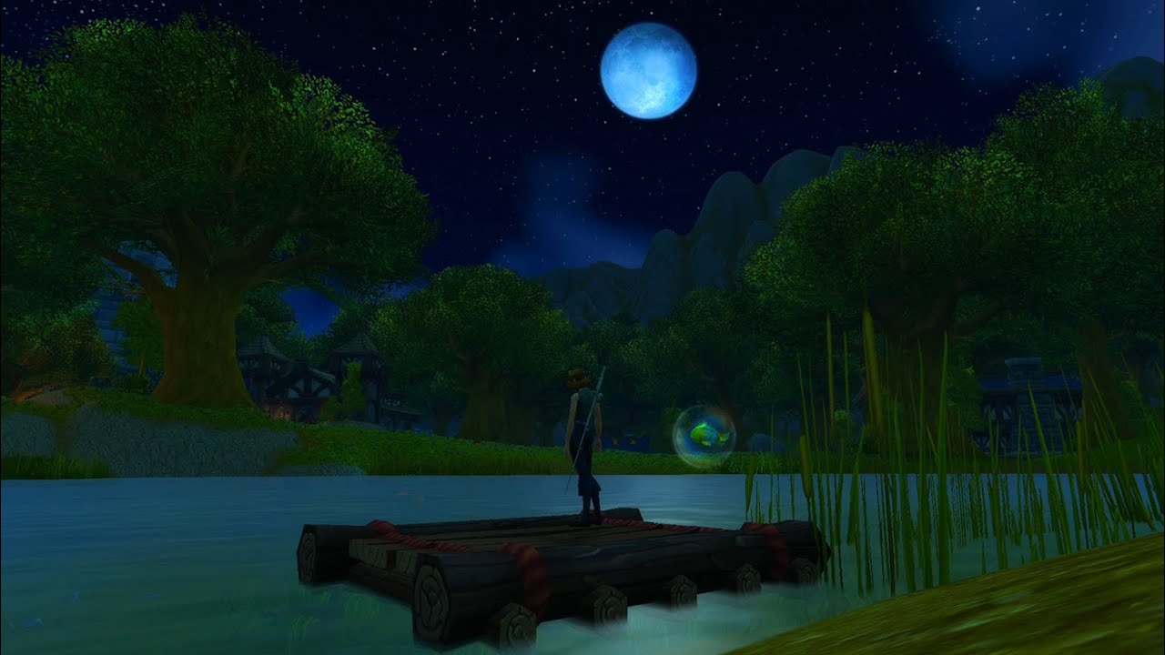 Rural Farmhouse Moon Tranquil Pond Raft | Crickets Night Sounds & Music ...