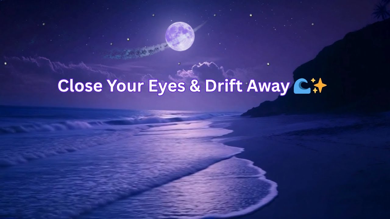 Midnight Purple Sky and Beach Waves for Sleep 🌊 Sleep Music for Deep ...