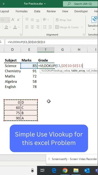 How to lookup grades in excel easily with VLOOKUP #exceltips #shorts - YouTube