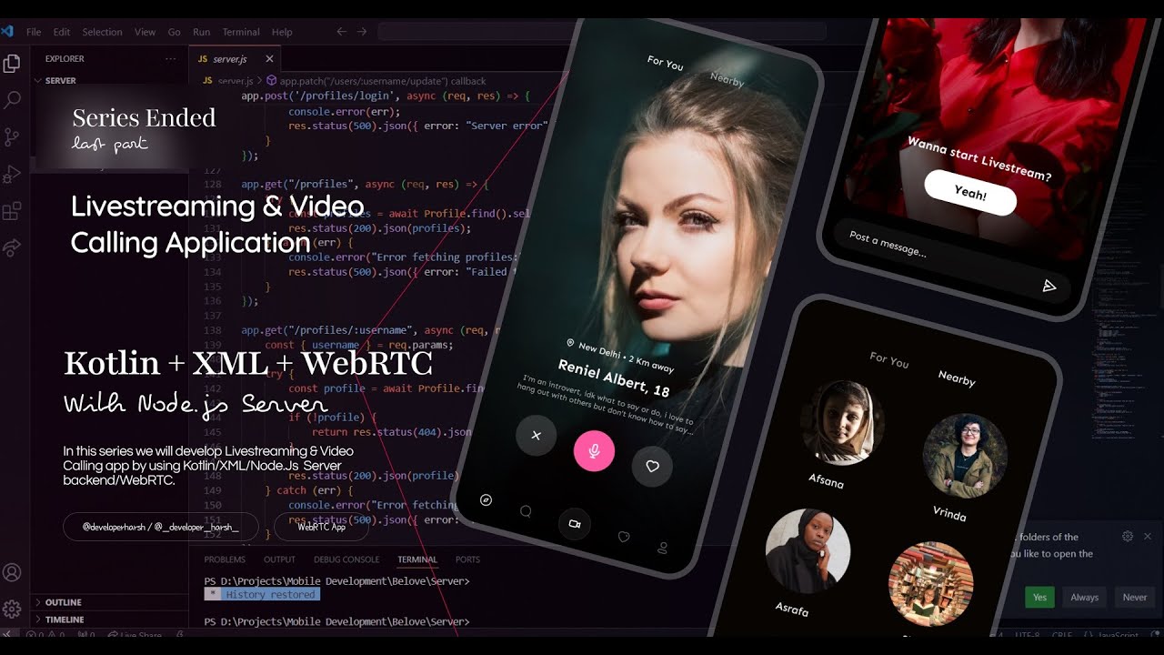 Develop Livestreaming and Video calling app| Last Part | Android Studio | Kotlin | Node.Js ...