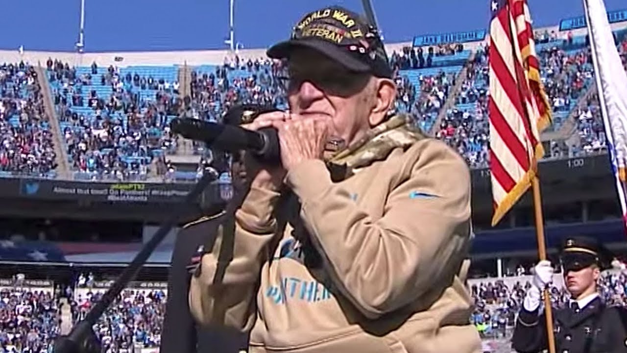 WWII Veteran Pete DuPré Plays Natl. Anthem on Harmonica | Carolina ...