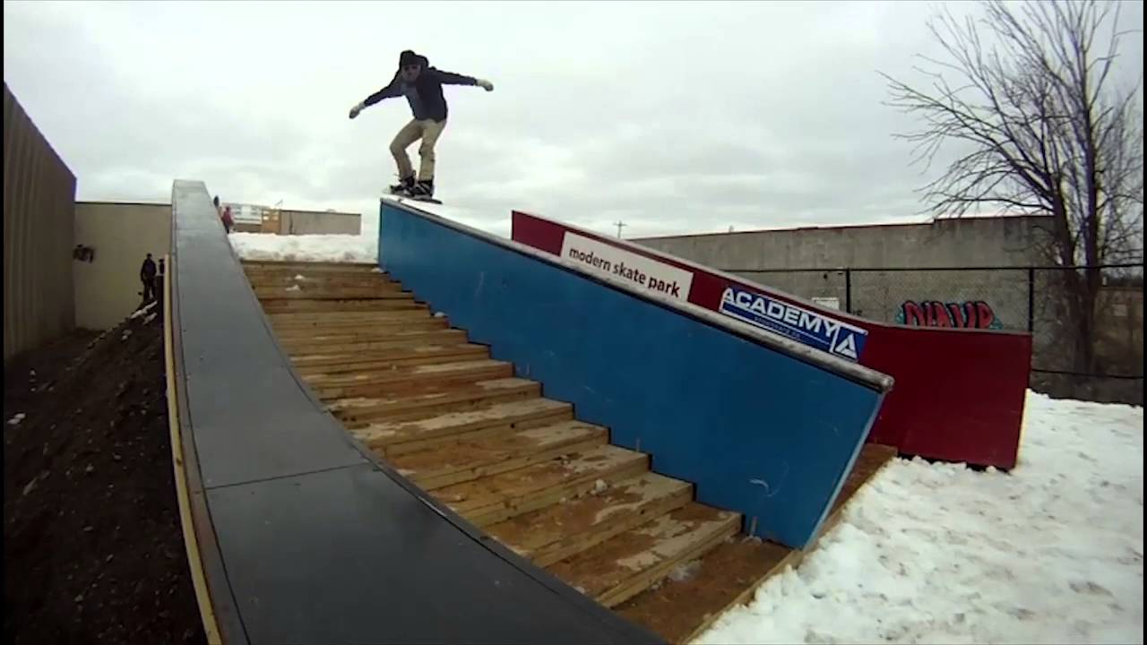 Levi Collick's View Of Modern's Snow Rail Jam - YouTube