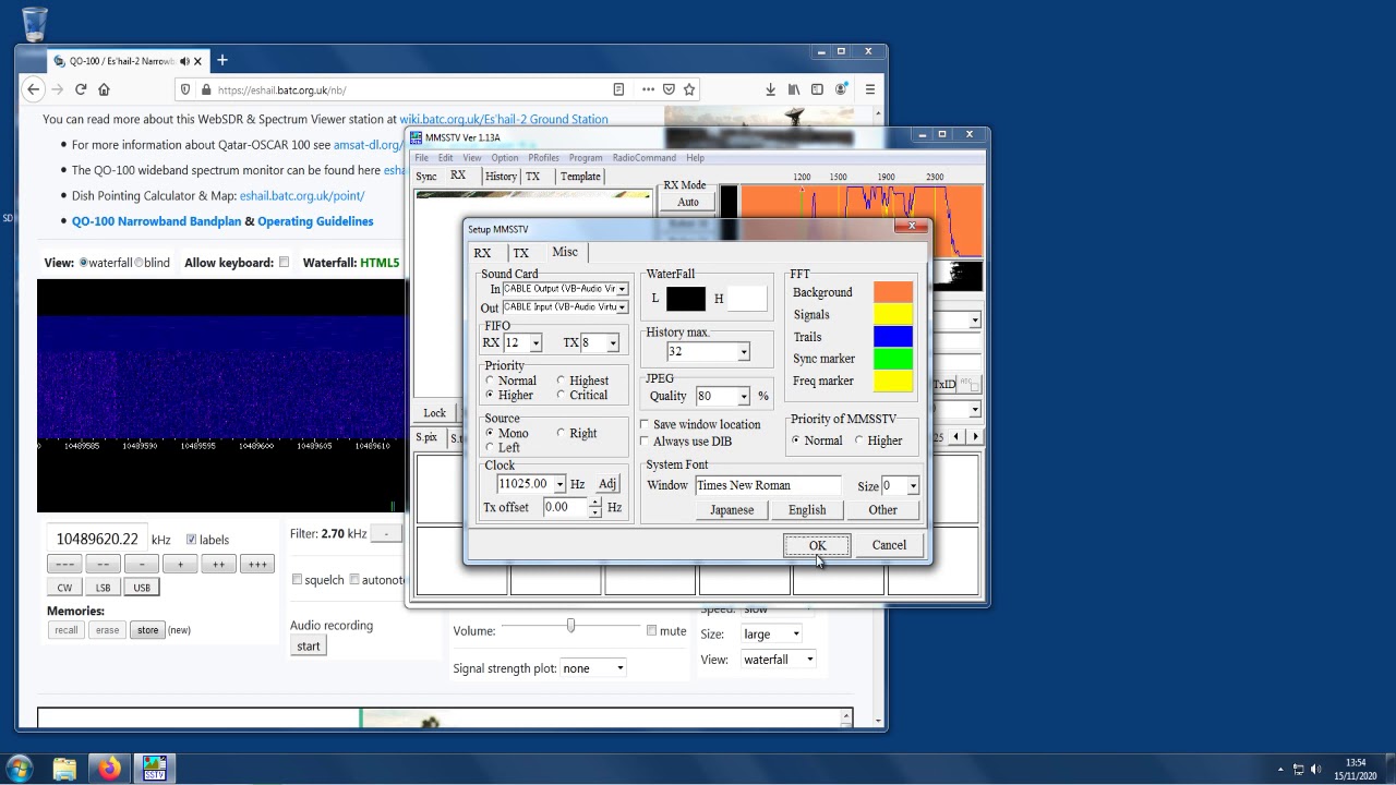 RX SSTV on QO-100 (install audio cable + MMSSTV) - YouTube