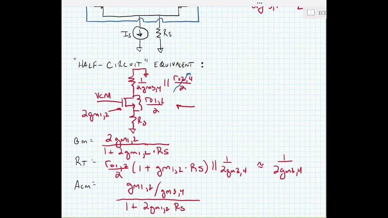 ECE3204 Lecture 13D - Source-coupled Pair with Current Mirror Load - Common-mode Voltage Gain ...