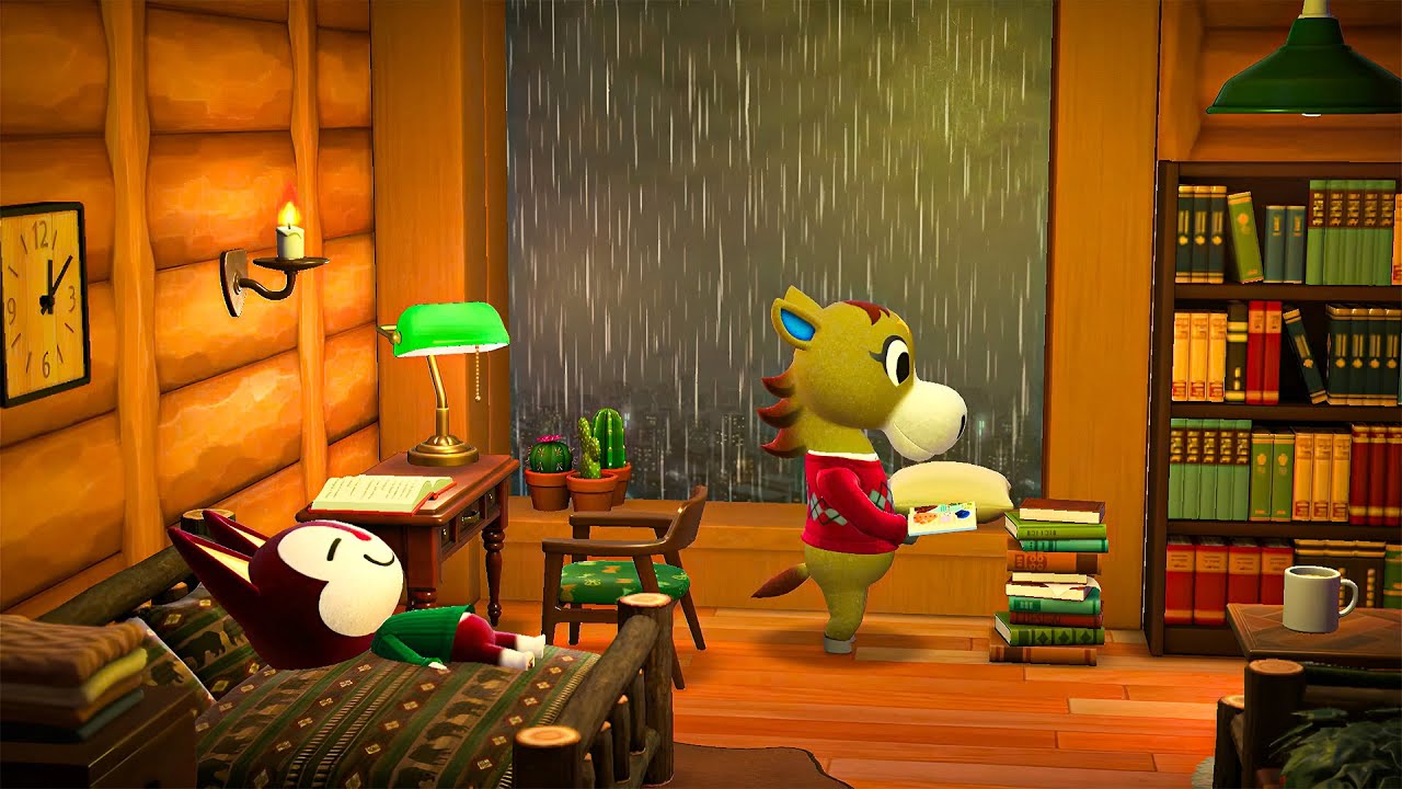 Rainy Lo-fi Study ACNH 📖 Cozy House 🎧 | 1 Hour Chill Relaxing - YouTube