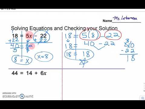 Solving Equations and Checking your Solution - YouTube