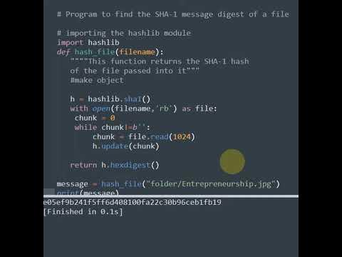 How to Find sha1 Hash of File in Python - YouTube