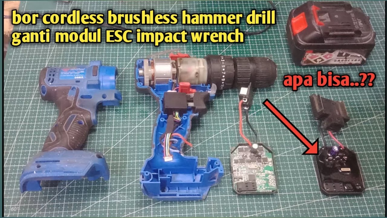 ganti modul bor hammer drill menggunakan modul impact wrench - YouTube