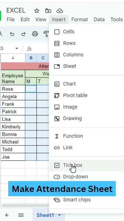 Make Attendance Sheet In excel #excelshortcuts - YouTube