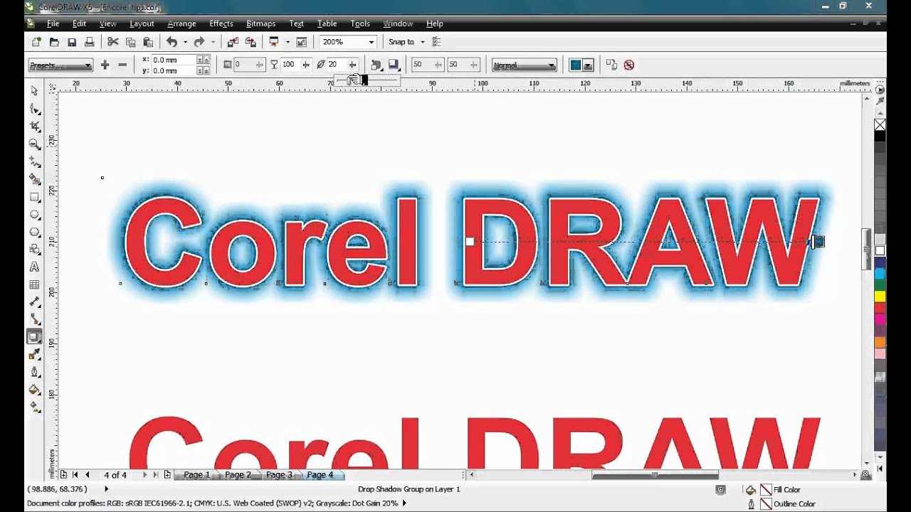 Basic Drop Shadow applied to text from corel Draw .mp4 - YouTube