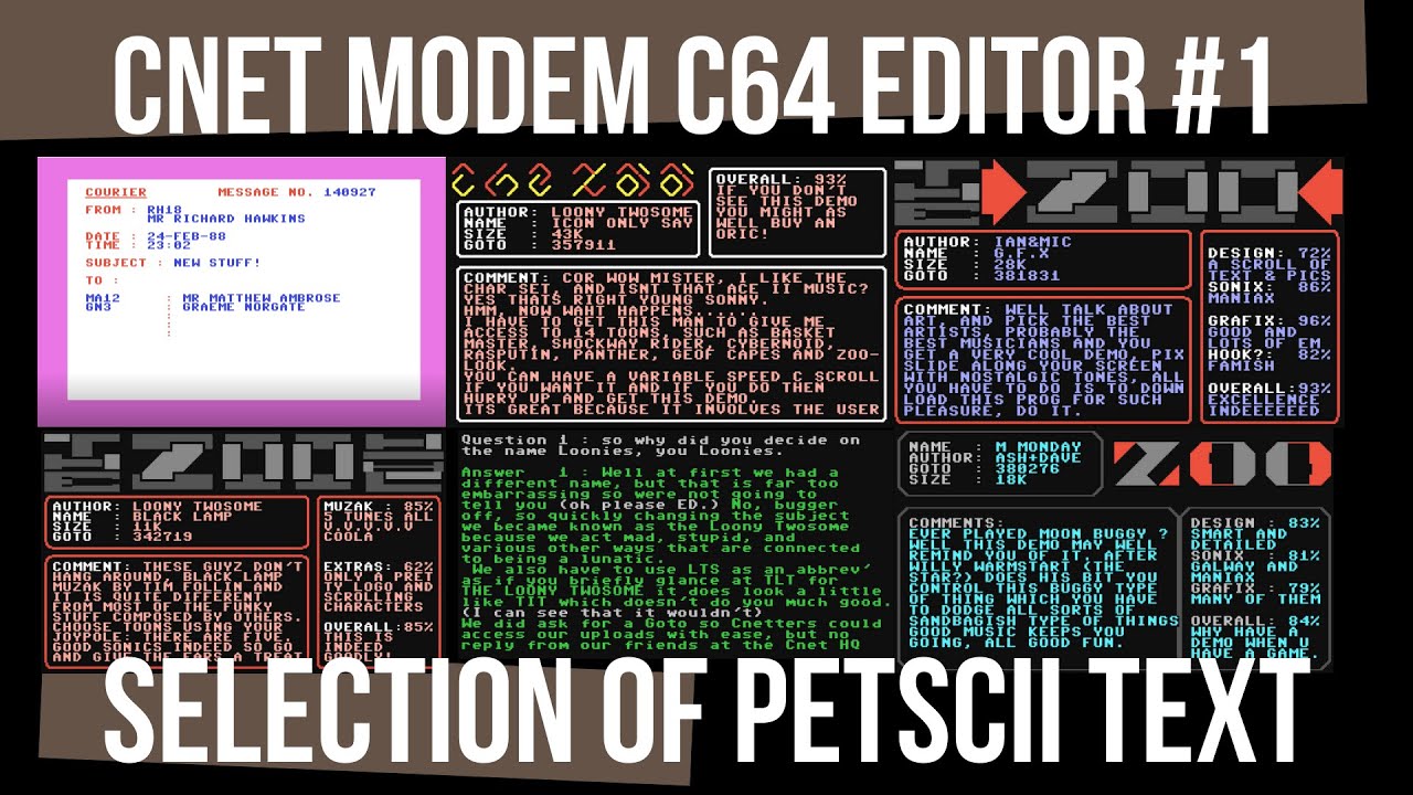 #1 C64 Compunet Modem Seq. Text Frames. Matt Gray Music, The Zoo ...