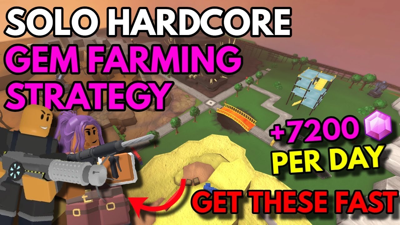 SOLO HARDCORE GEM FARMING STRATEGY | +7200 PER DAY | ROBLOX Tower ...