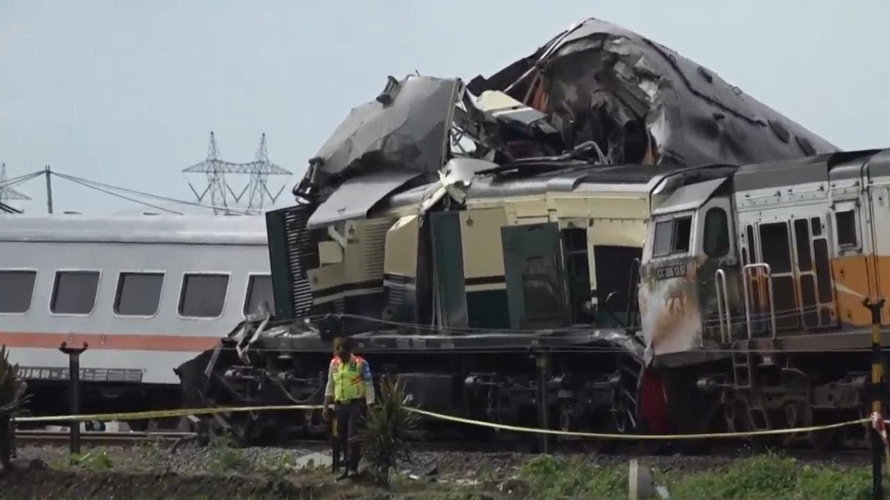 Aftermath of deadly train collision on Indonesia’s main island of Java ...