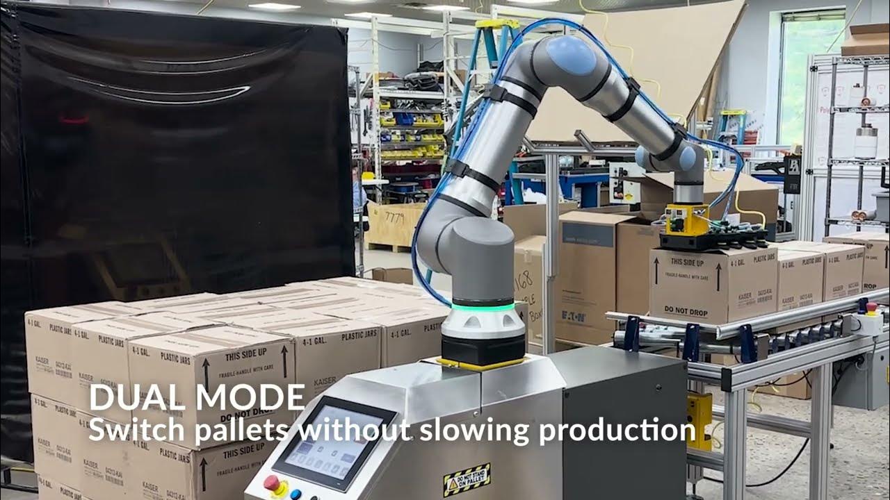 30kg Cobot Palletizer | Universal Robots Collaborative Robot | PalletizUR | ONExia Inc. - YouTube