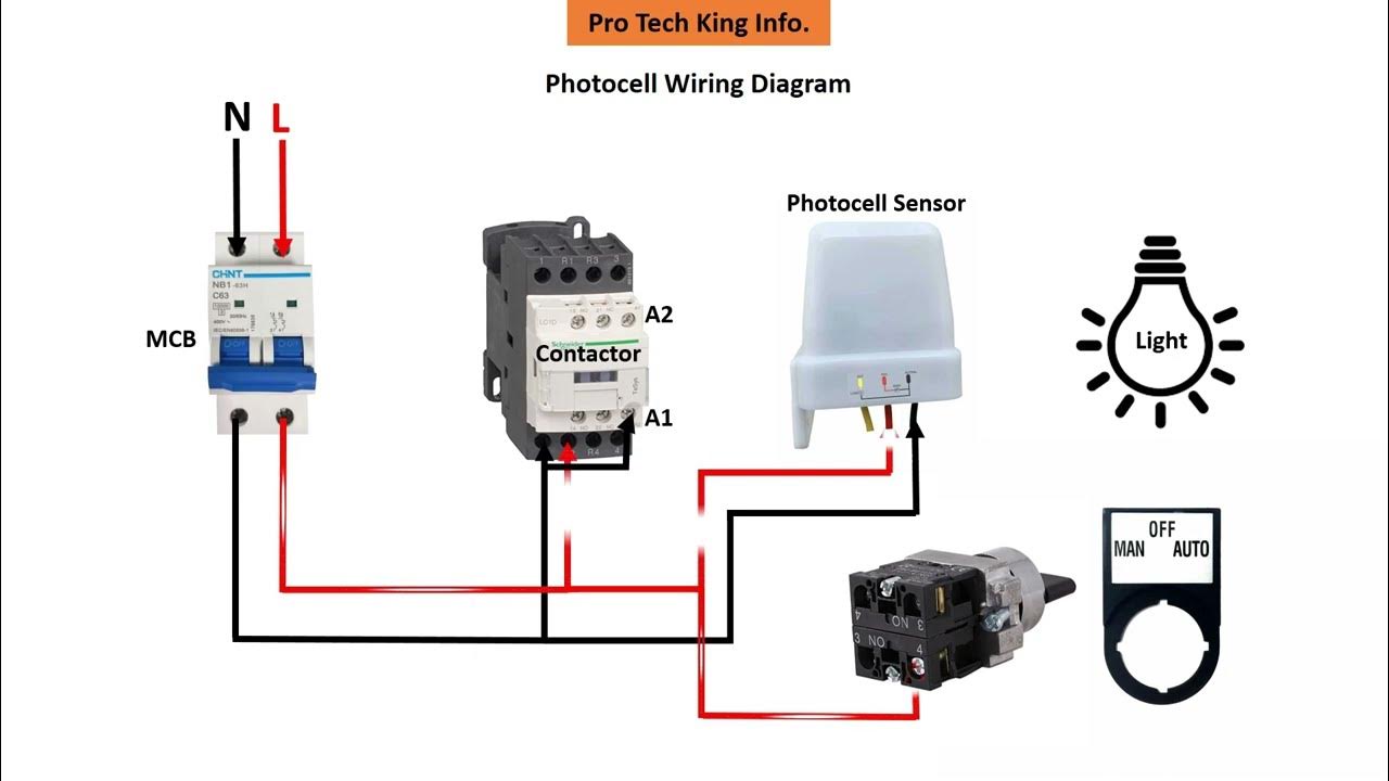 Photocell के connection with contactor केसे करे. घर की लाइट को आटोमेटिक ...