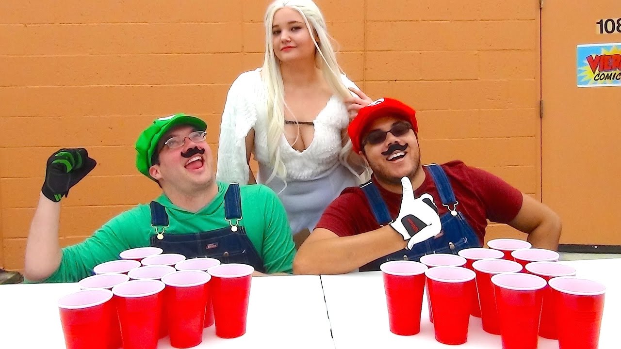 SUPER MARIO BROS BEER PONG! Mario VS Luigi - YouTube