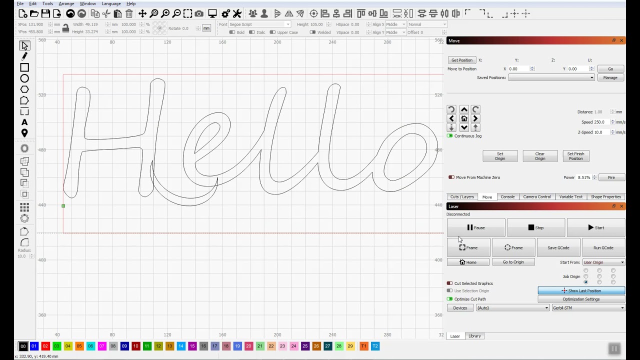 how to connect letters in Lightburn - YouTube